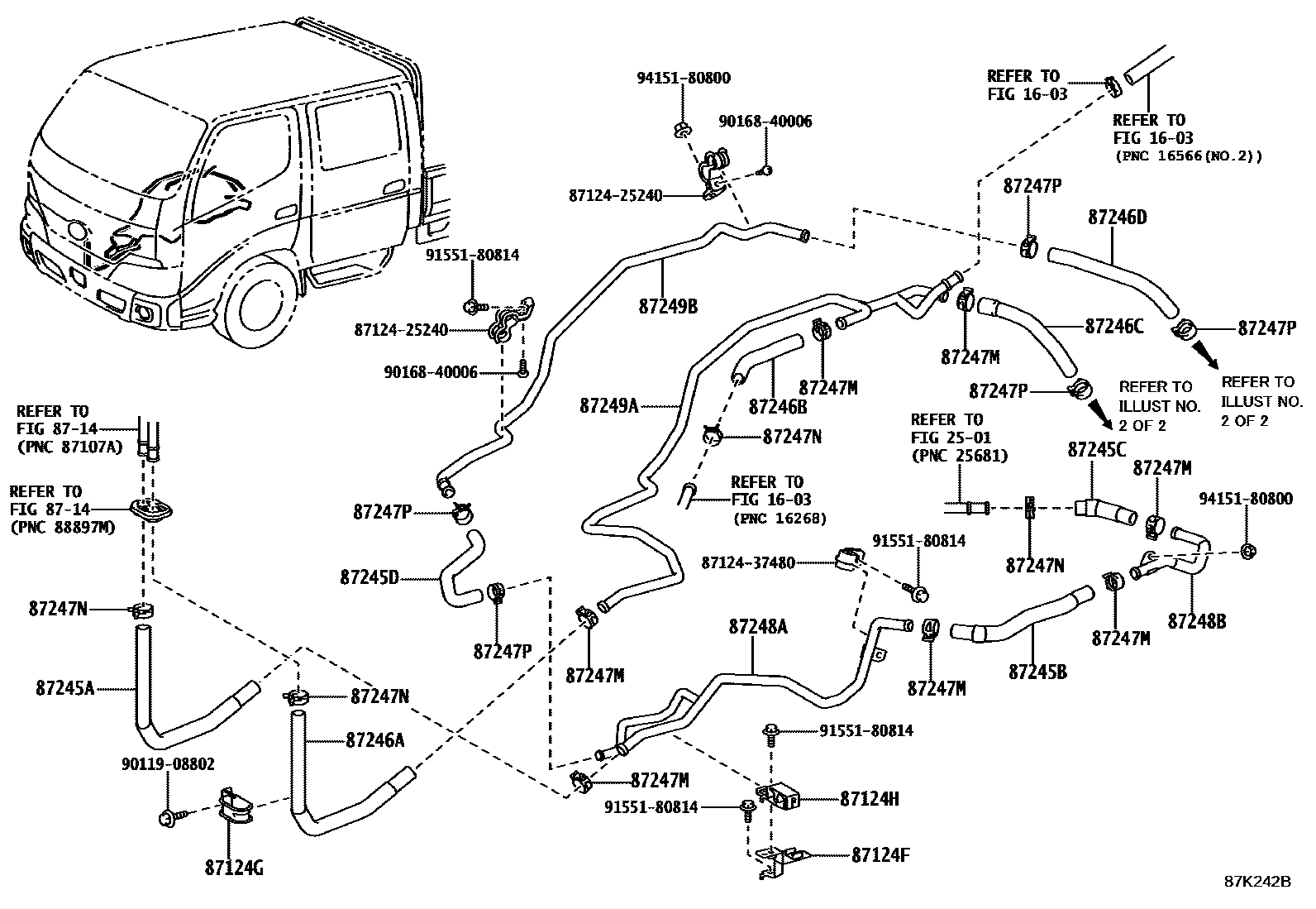 Heating & air conditioning - water piping for Toyota Dyna GDY231 ...