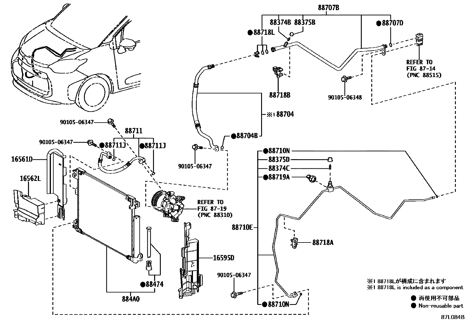 Heating & air conditioning - cooler piping for Toyota Sienta MXPC10G ...