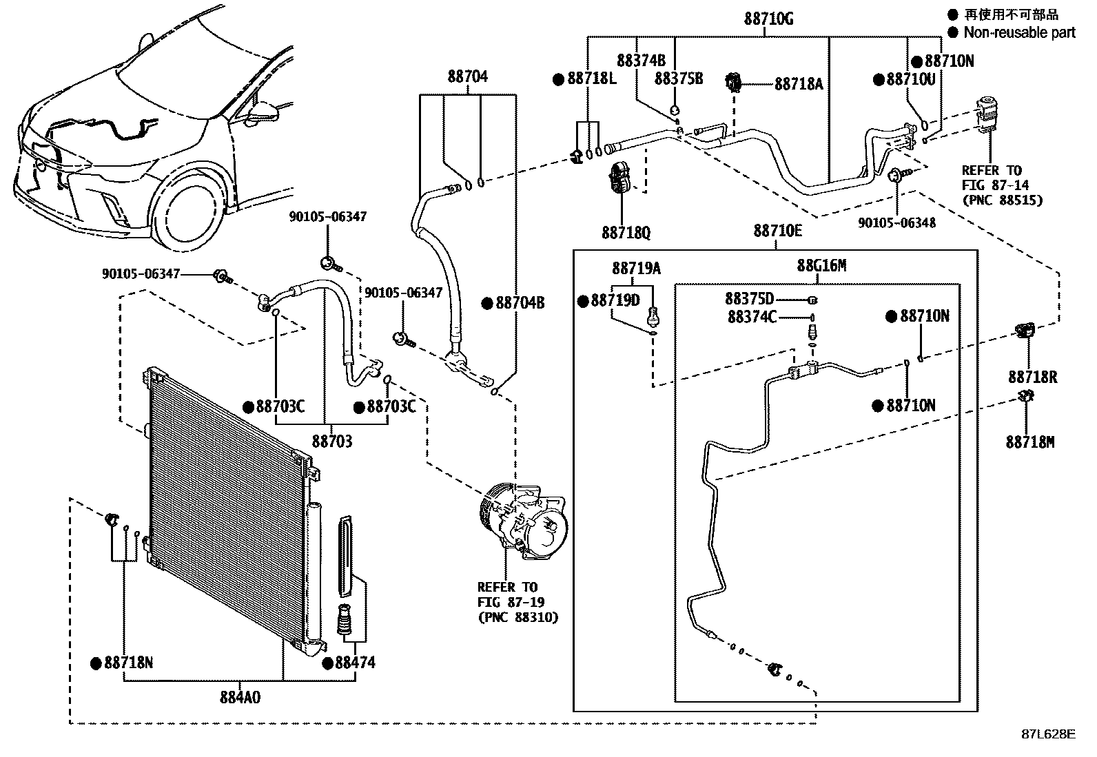 Heating & air conditioning - cooler piping for Lexus RX SERIES TALA10 ...