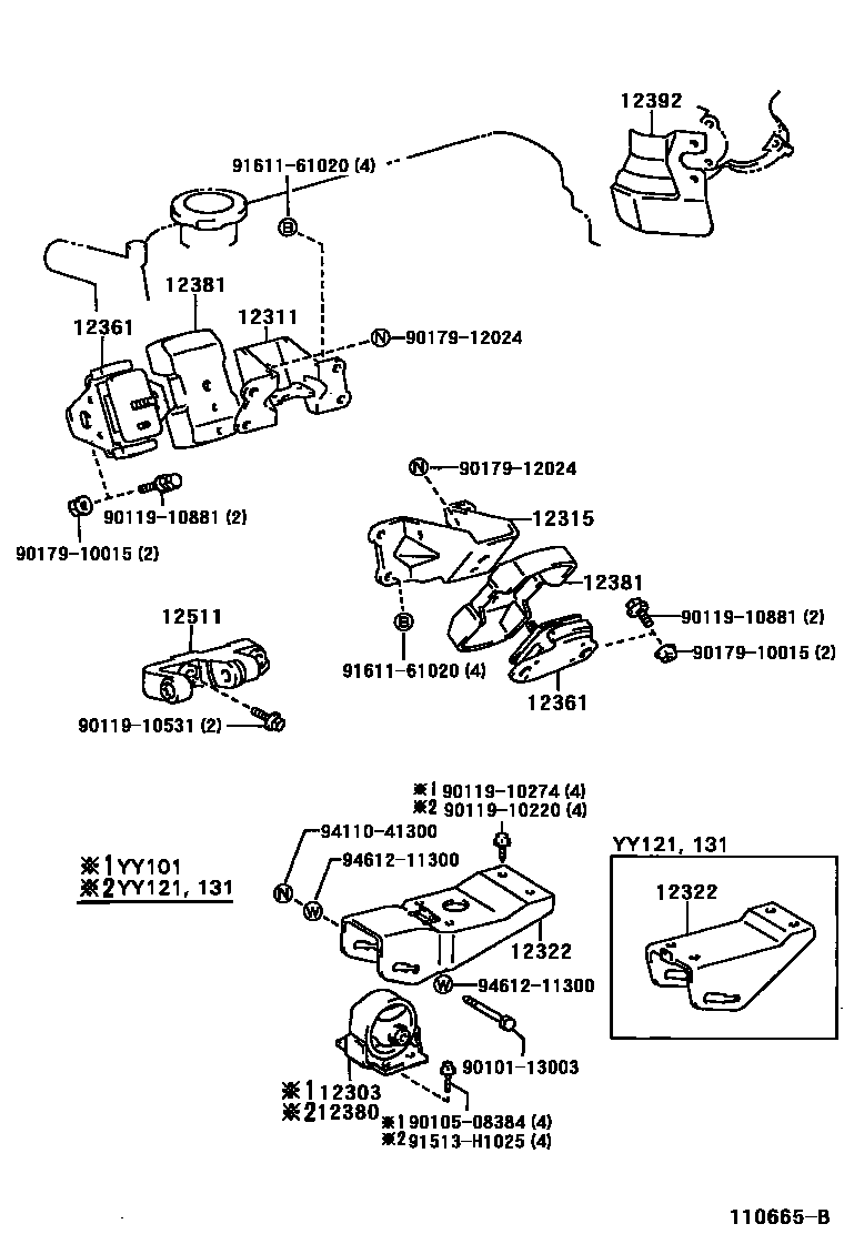 Mounting for Toyota Dyna / Toyoace YY101 - Auto parts - Amayama