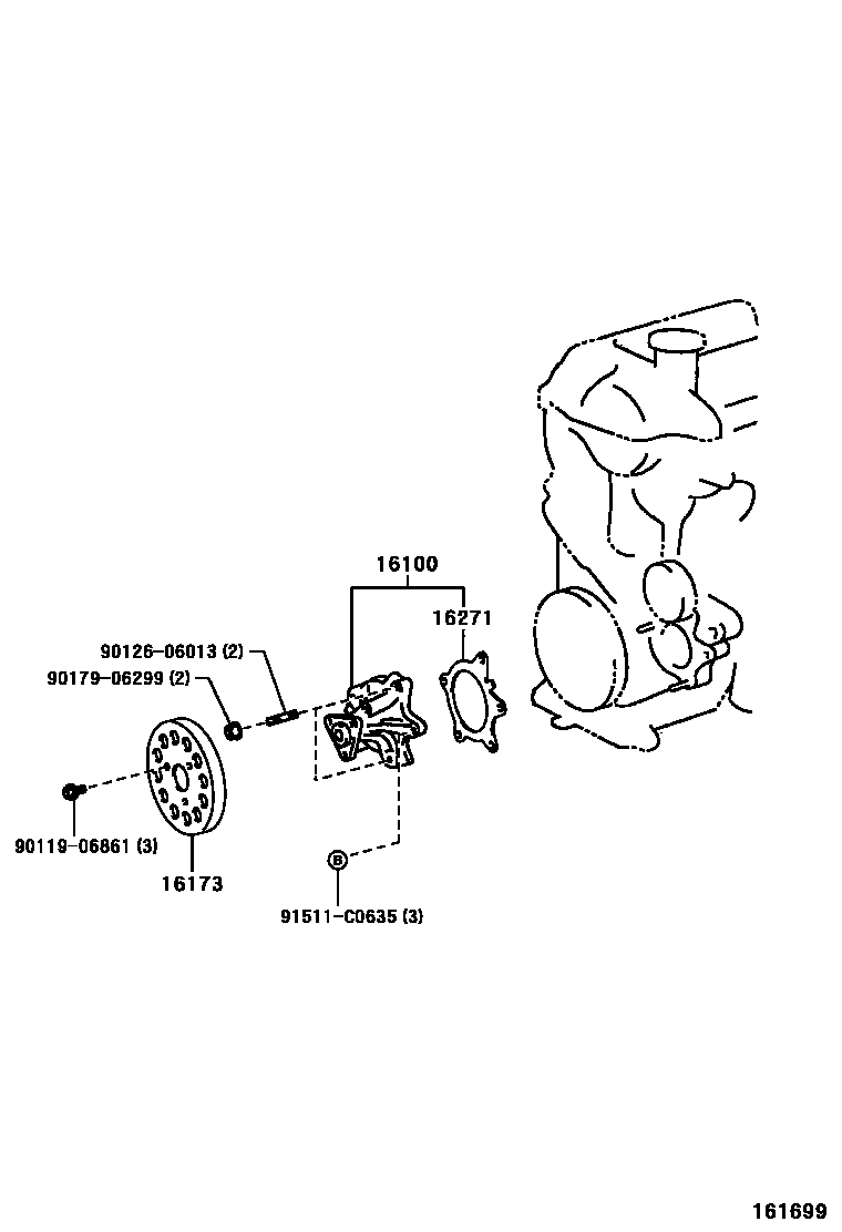 Water pump for Toyota Allex NZE121 - Genuine parts - Amayama