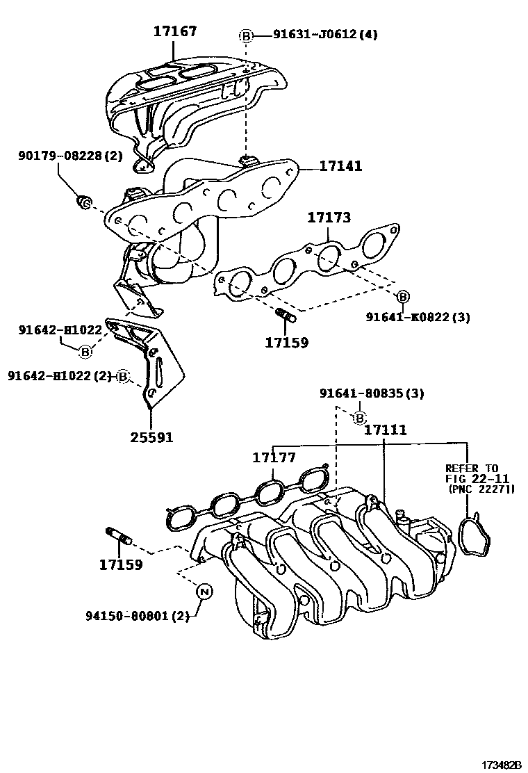 Manifold for Toyota Corolla Fielder NZE121 - Genuine parts - Amayama