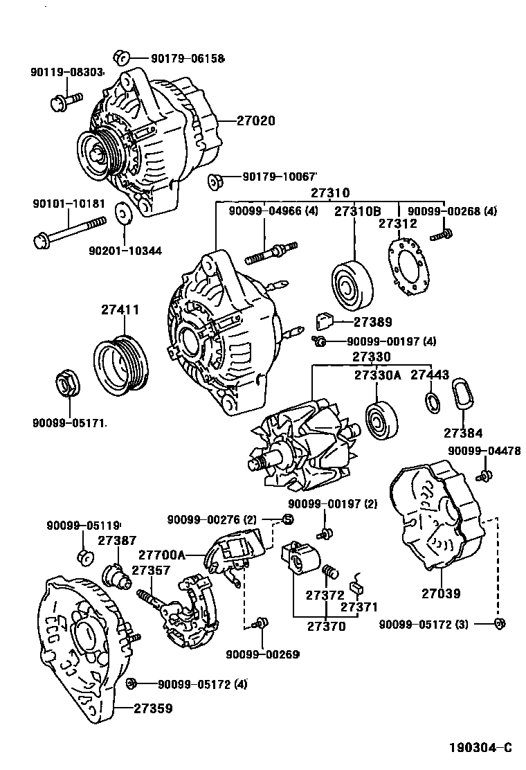 Alternator for Toyota Corolla AE111 - Genuine parts - Amayama