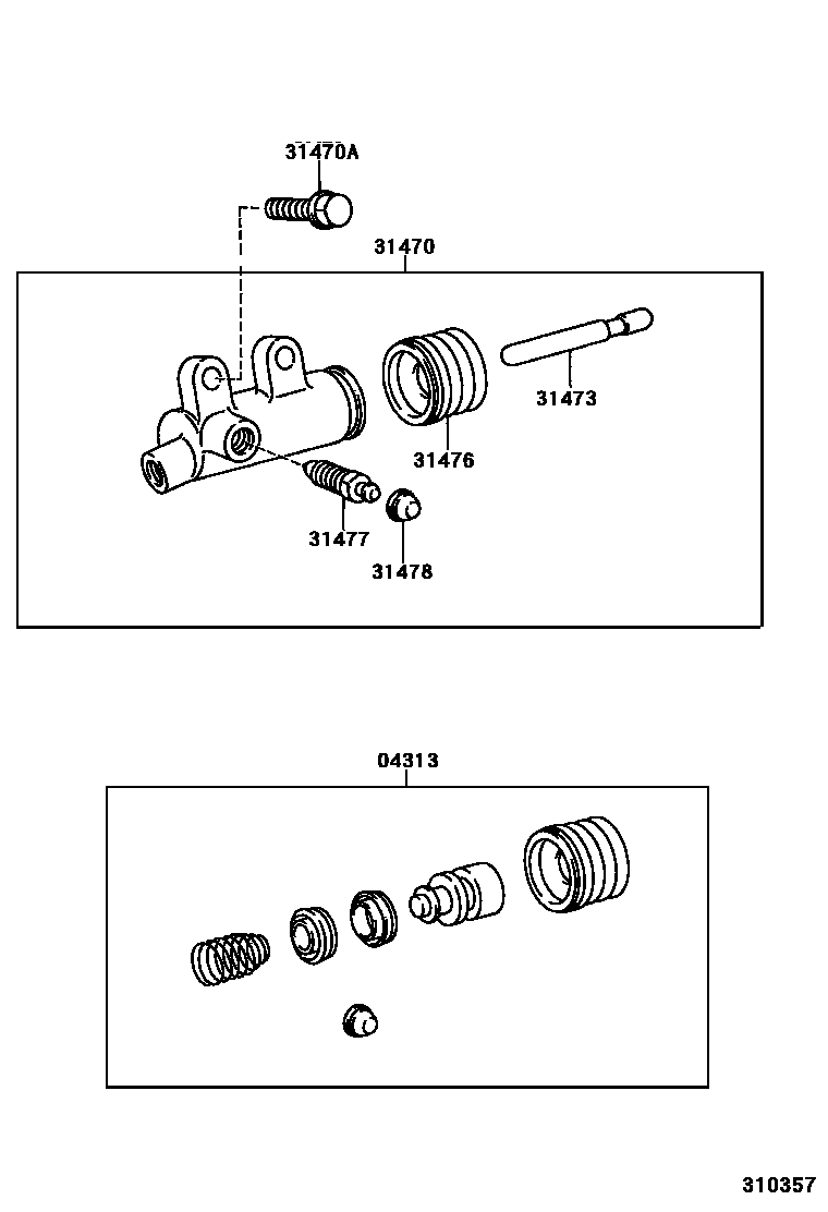 Clutch release cylinder for Toyota Hilux RZN147 - Genuine parts - Amayama