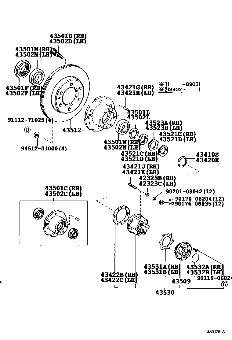 Front axle hub for Toyota Hilux LN106 - Genuine parts - Amayama