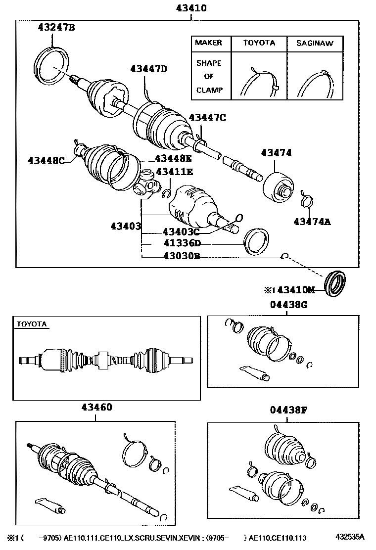 Front drive shaft for Toyota Sprinter CE113 - Genuine parts - Amayama