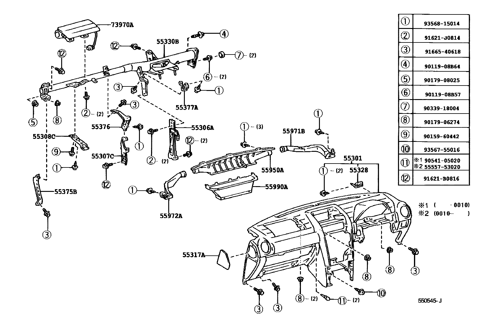 Instrument panel & glove compartment for Toyota Altezza GXE10 - Auto ...