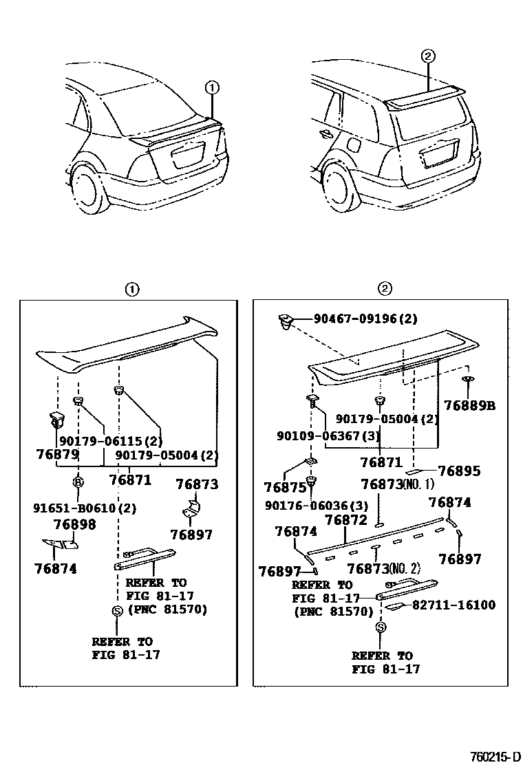 Mudguard & spoiler for Toyota Corolla Fielder NZE121 - Genuine parts ...