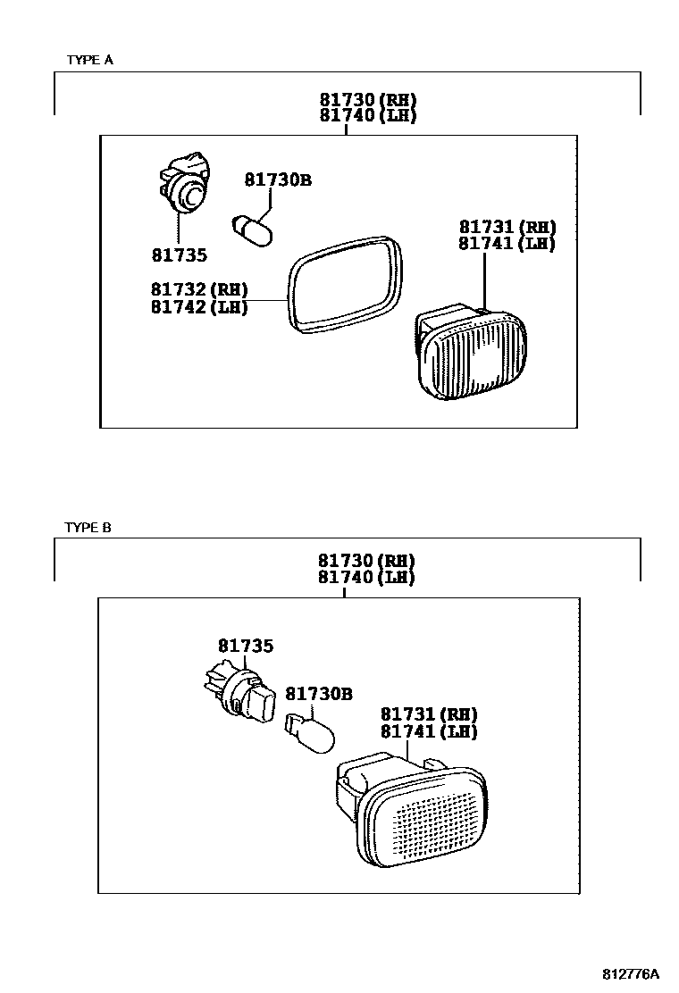 Side turn signal lamp & outer mirror lamp for Toyota Corolla Runx ...