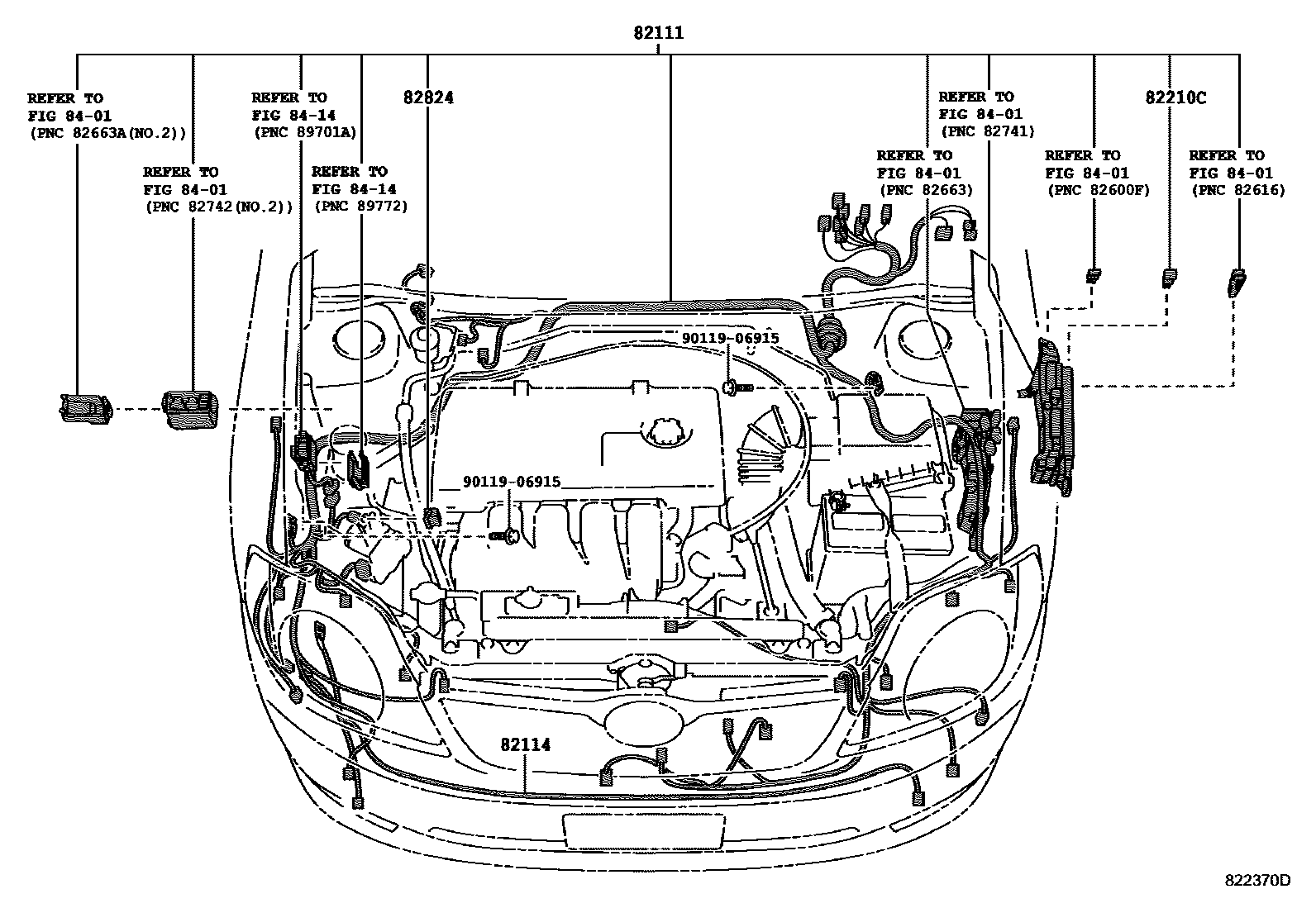 Wiring & clamp for Toyota Corolla Fielder NZE121 - Genuine parts - Amayama