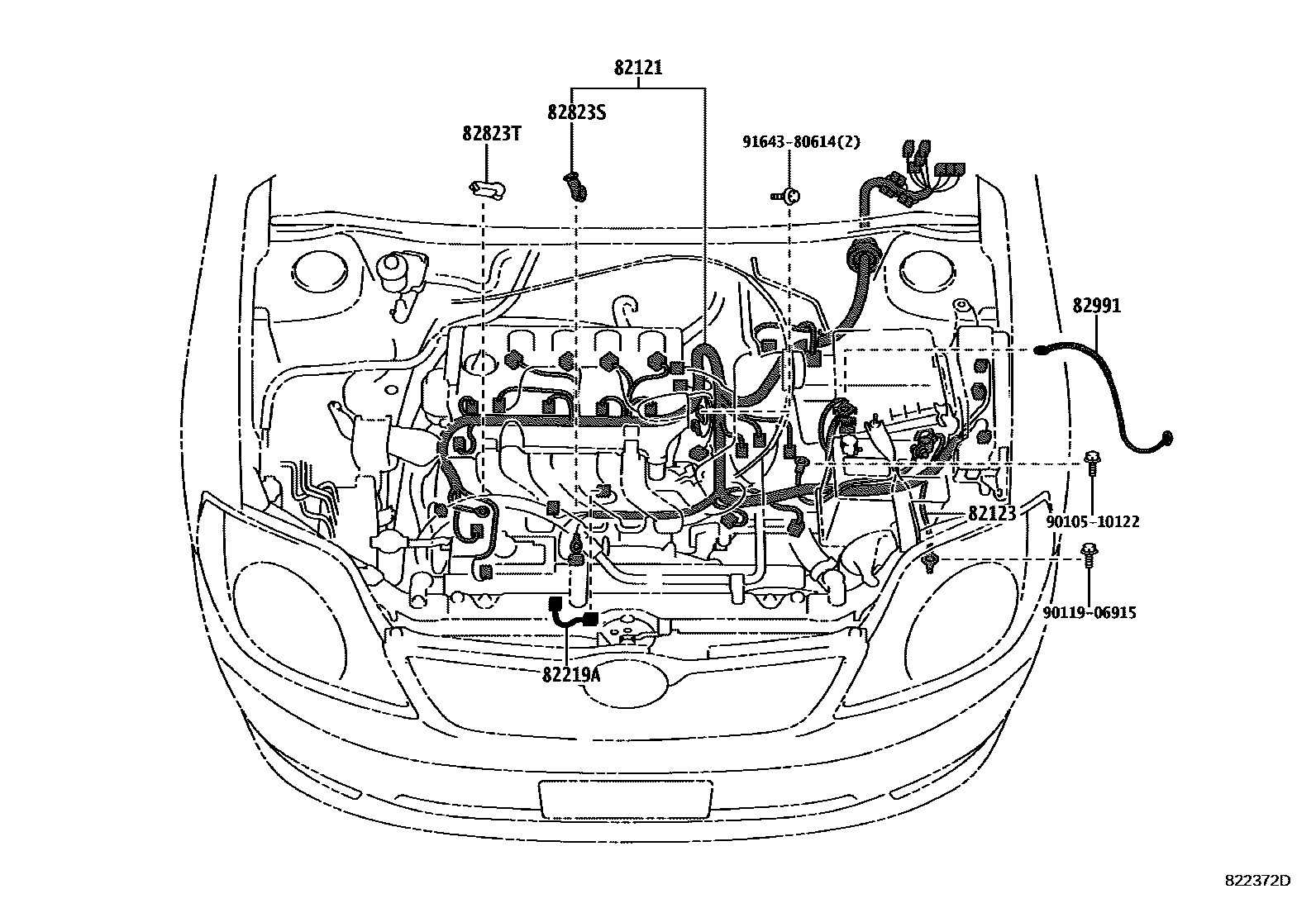 Wiring & clamp for Toyota Corolla Fielder NZE121 - Genuine parts - Amayama