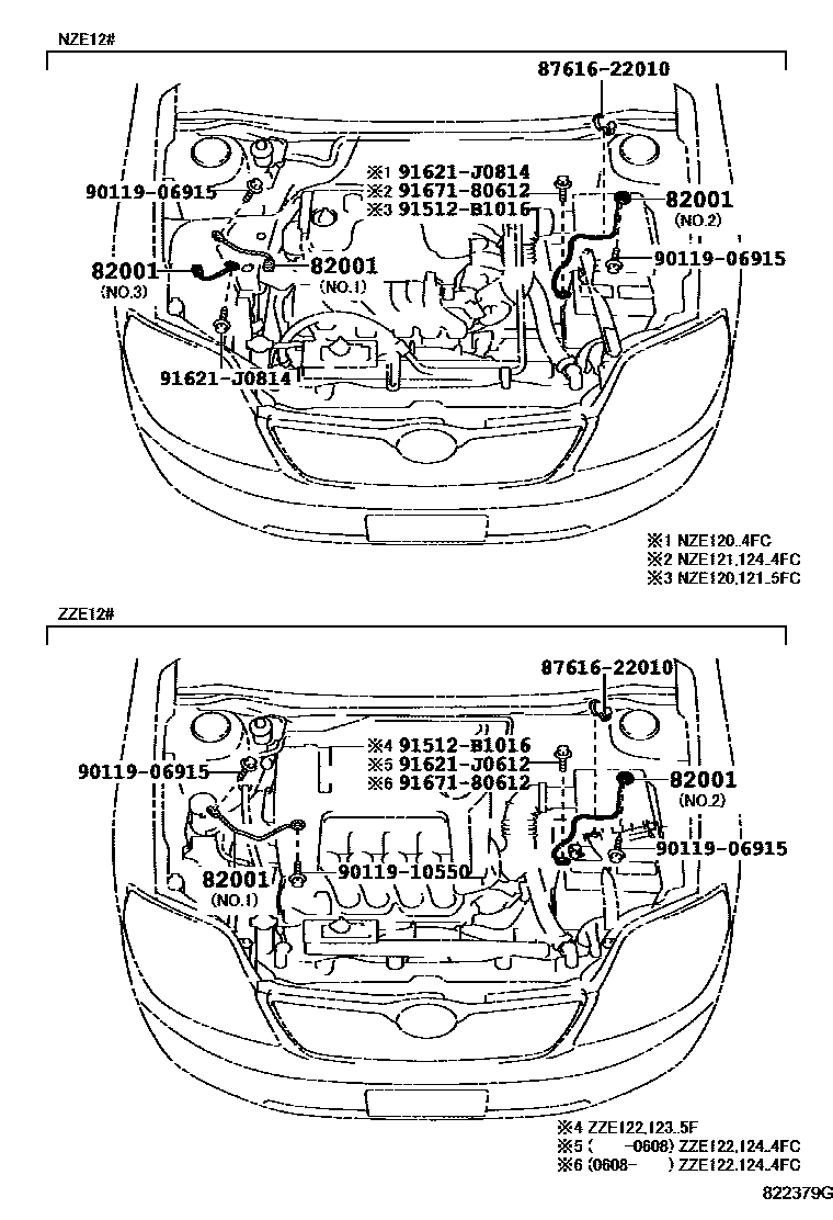 Wiring & clamp for Toyota Corolla Fielder NZE121 - Genuine parts - Amayama
