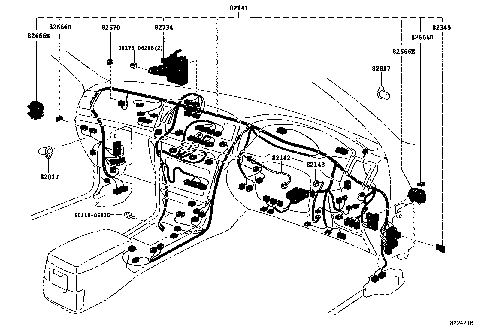 Wiring & clamp for Toyota Mark II Wagon Blit GX110 - Genuine parts ...