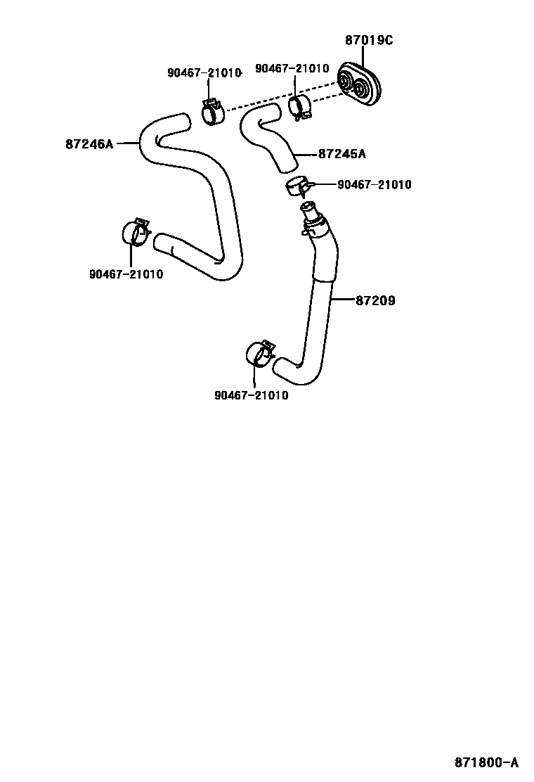 Heating & air conditioning - water piping for Toyota Hilux RZN147 ...