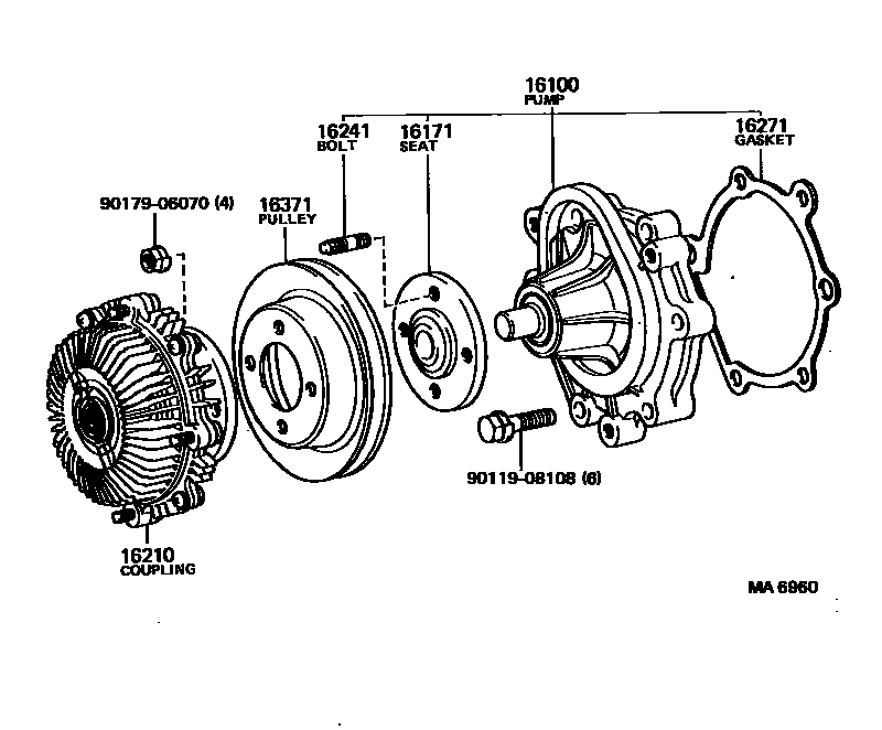 Water pump for Toyota Blizzard LD10 - Auto parts - Amayama