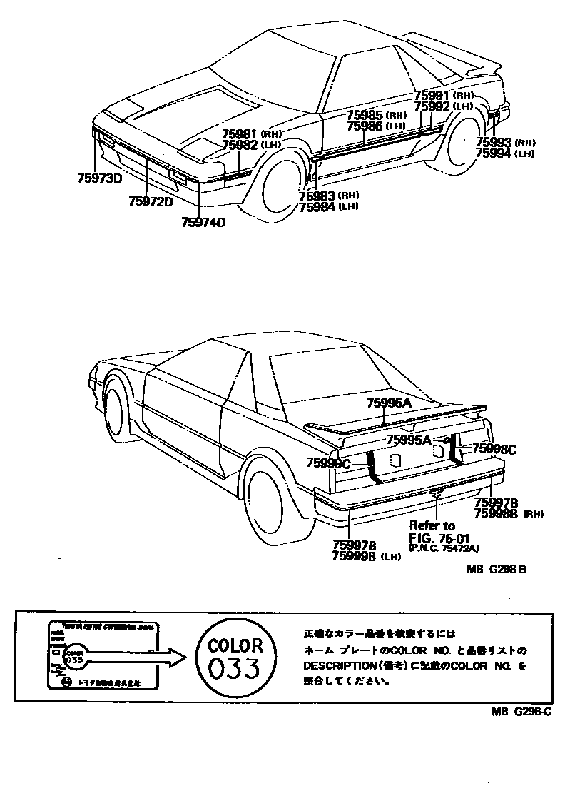 Body stripe for Toyota MR2 AW11 - Auto parts - Amayama