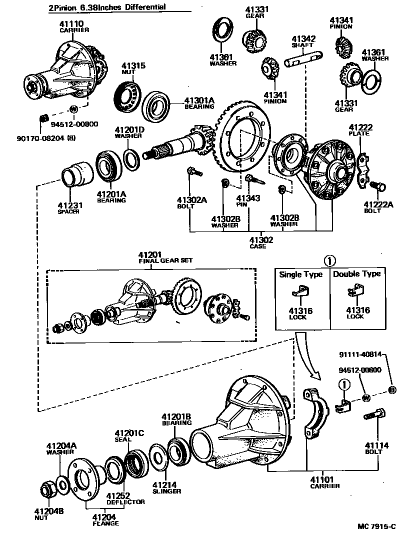 Rear axle housing & differential for Toyota Corolla KE70 - Auto parts ...
