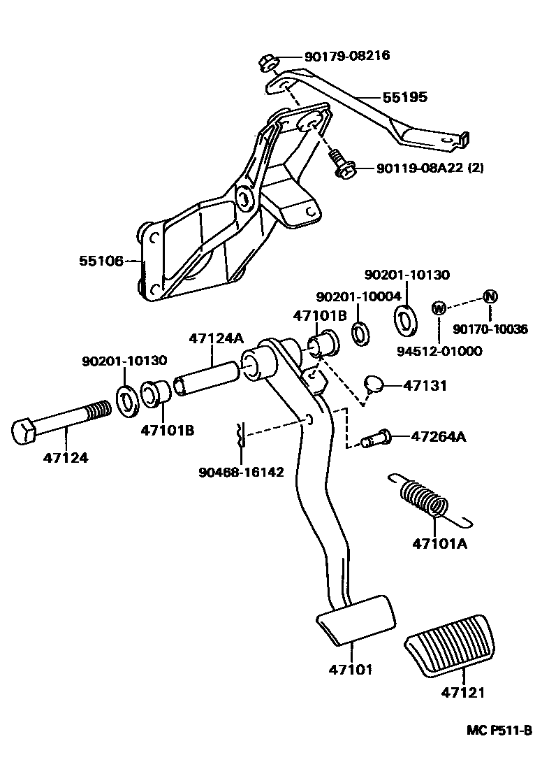 Brake pedal & bracket for Toyota Supra JZA80 - Auto parts - Amayama