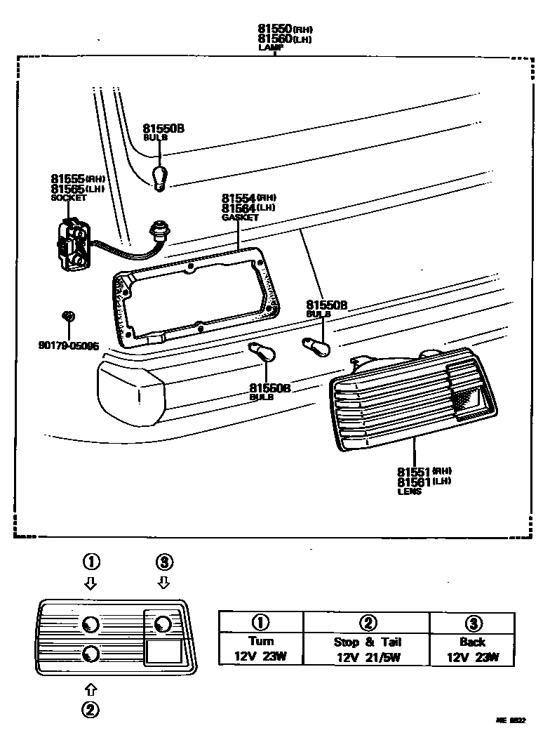 Rear combination lamp for Toyota Starlet KP61 - Genuine parts - Amayama