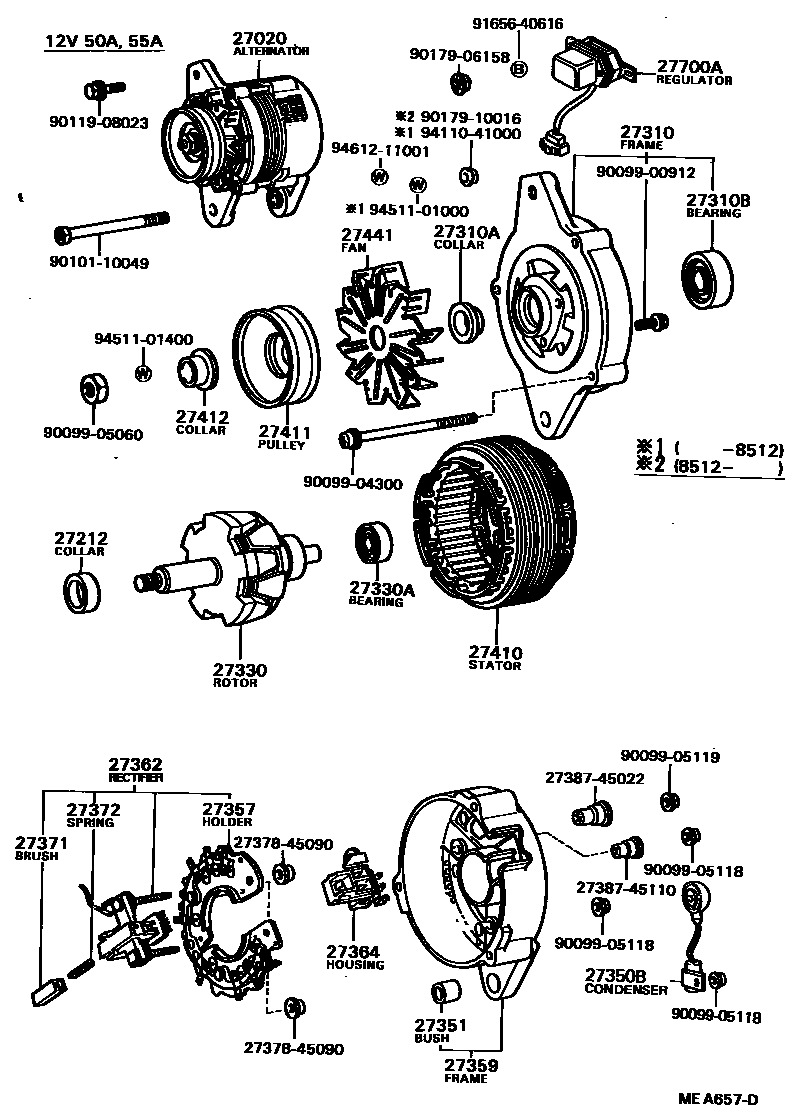 Alternator for Toyota Corolla KE70 - Genuine parts - Amayama