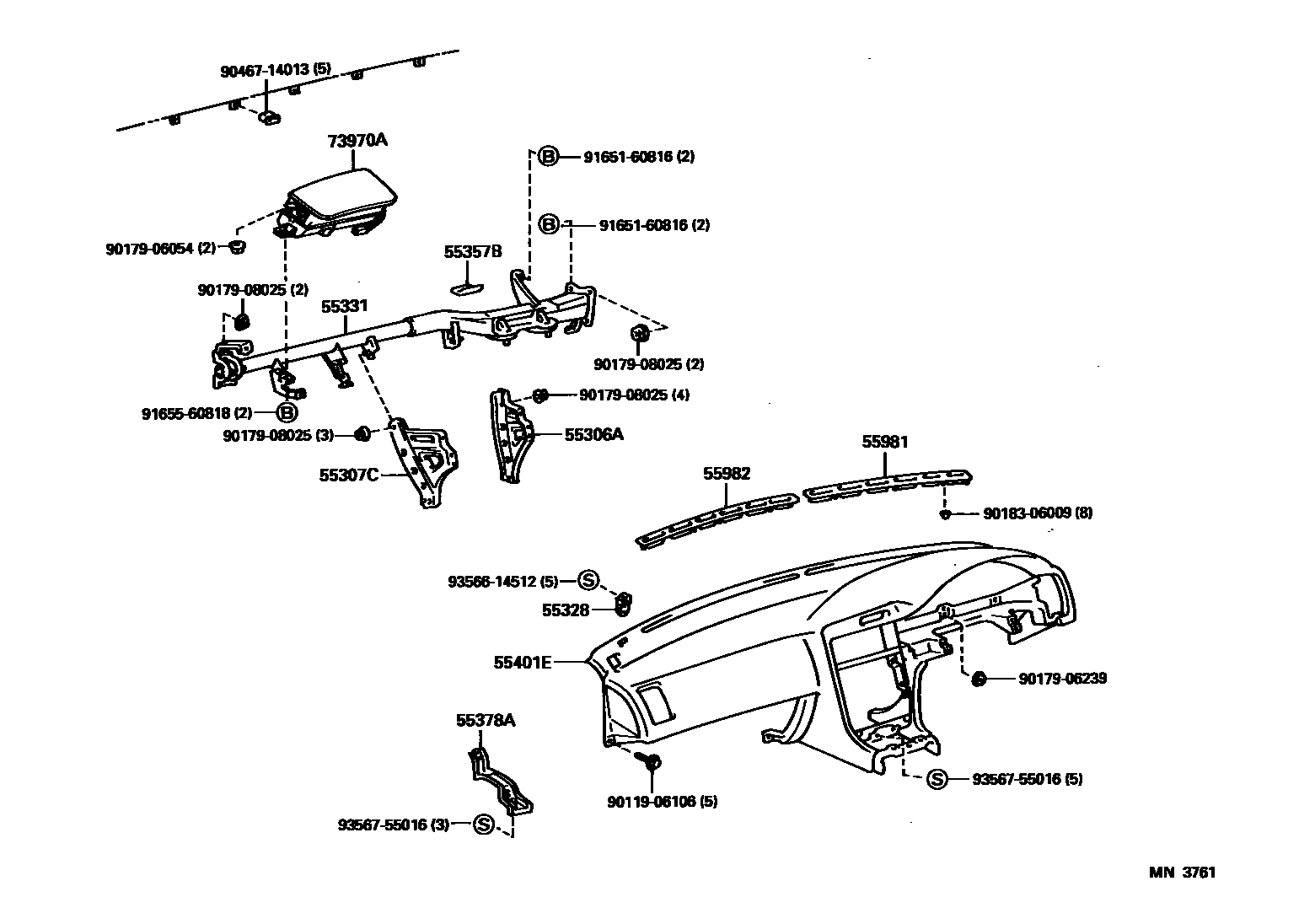 Instrument panel & glove compartment for Toyota MR2 SW20 - Auto parts ...