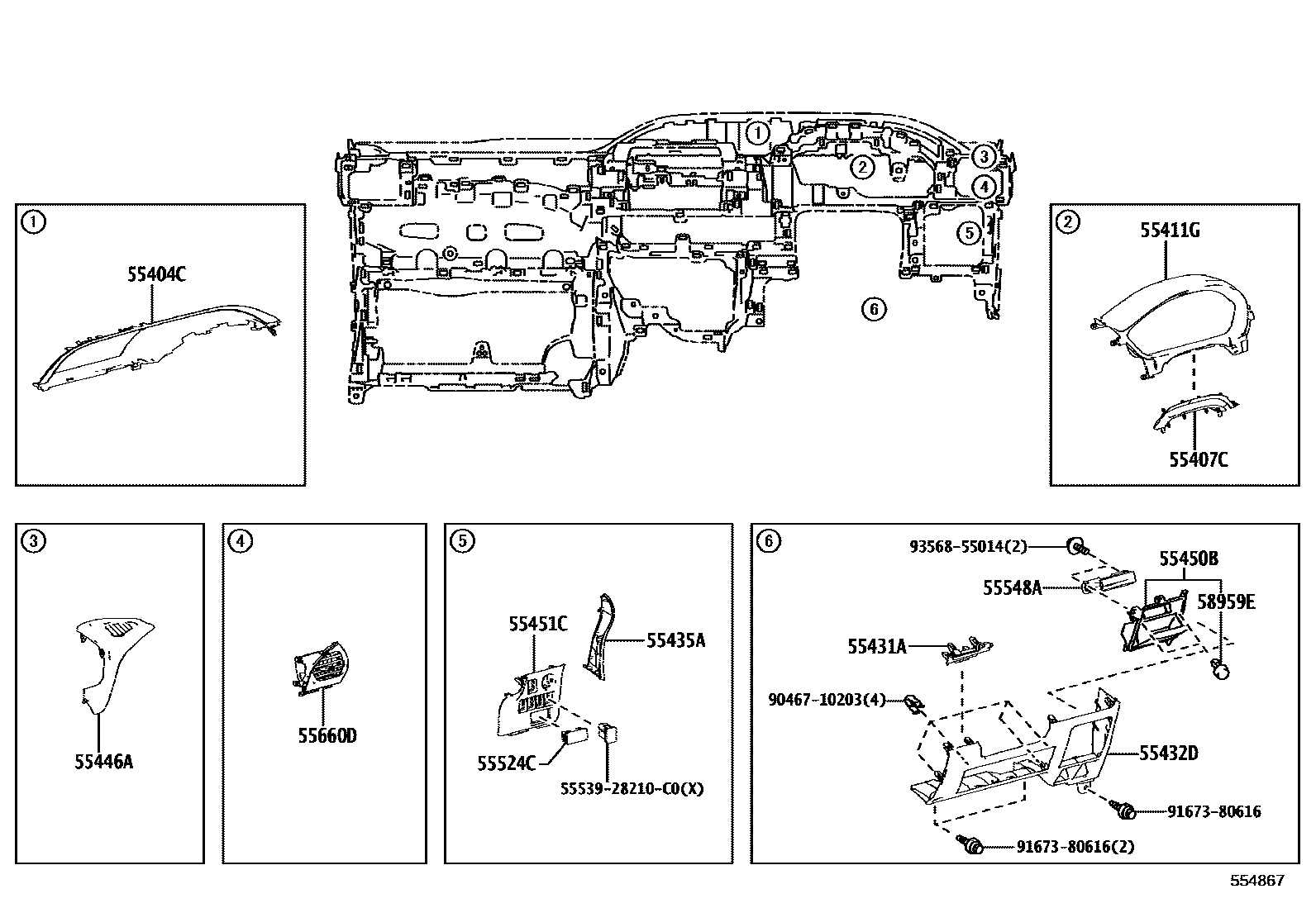 Instrument panel & glove compartment for Toyota Noah ZRR80G-APXEP, 01. ...