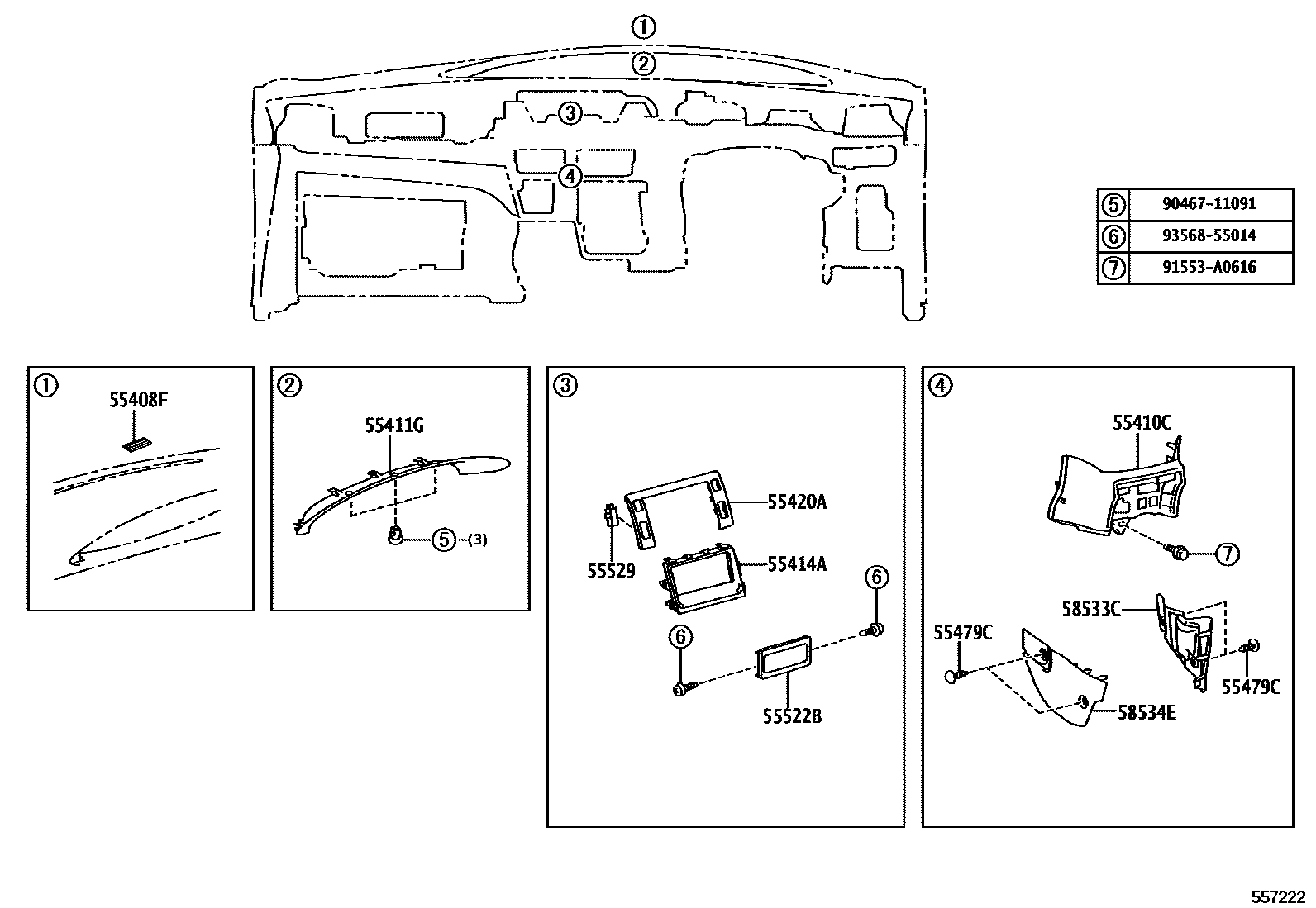 Instrument panel & glove compartment for Toyota Estima AHR20W - Genuine ...
