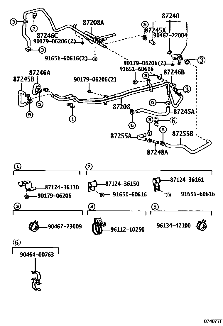 Heating & air conditioning - water piping for Toyota Coaster HZB40 ...