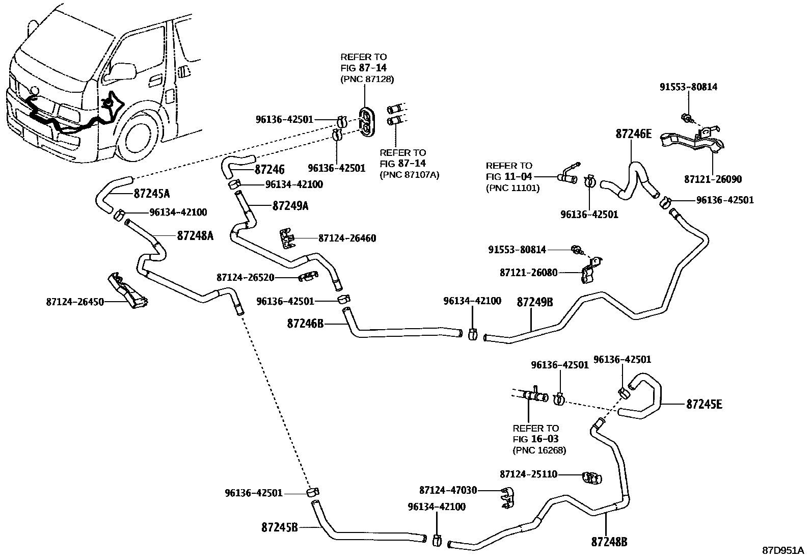 Heating & air conditioning - water piping for Toyota Regius Ace TRH226K ...