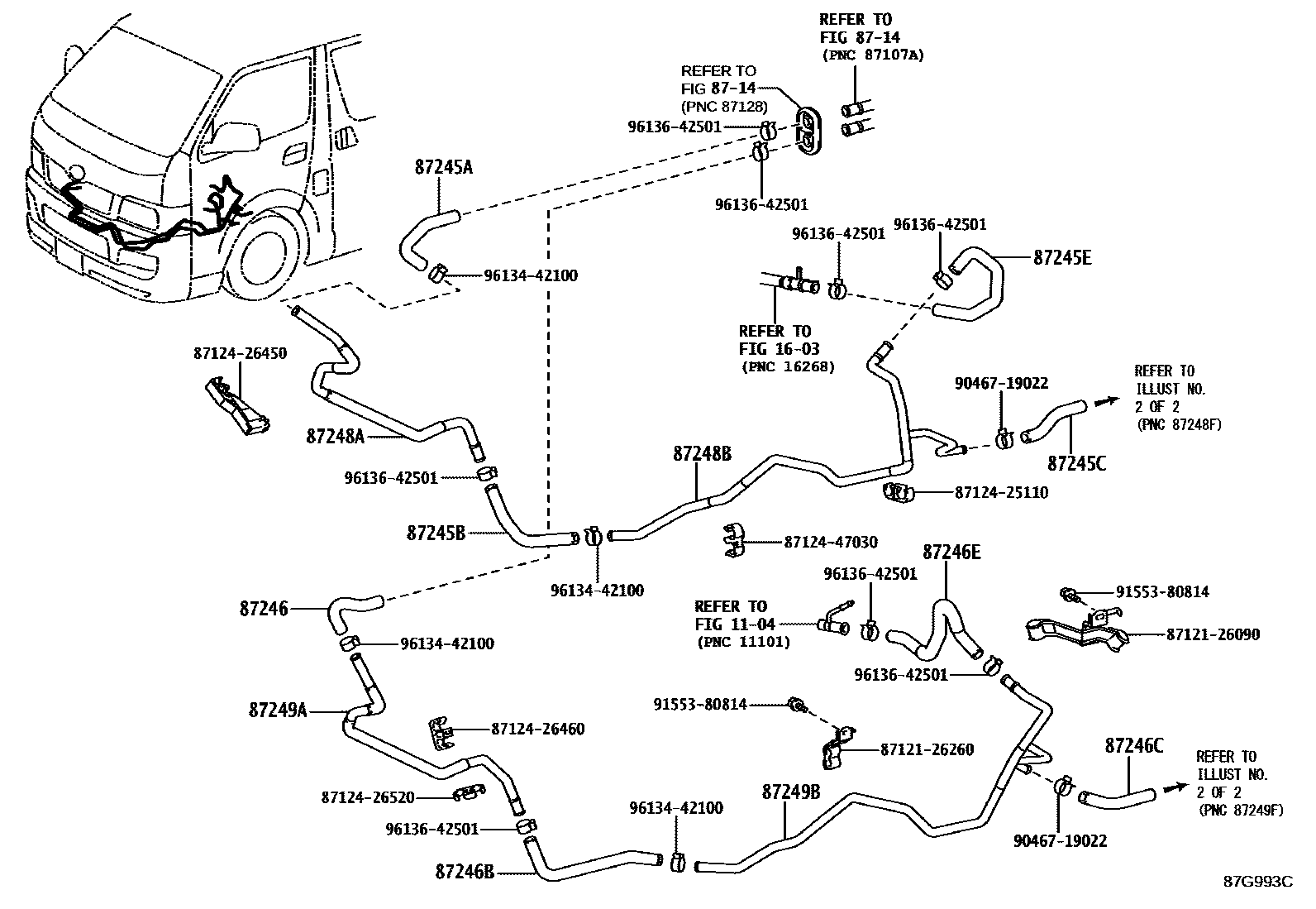 Heating & air conditioning - water piping for Toyota Regius Ace TRH226K ...