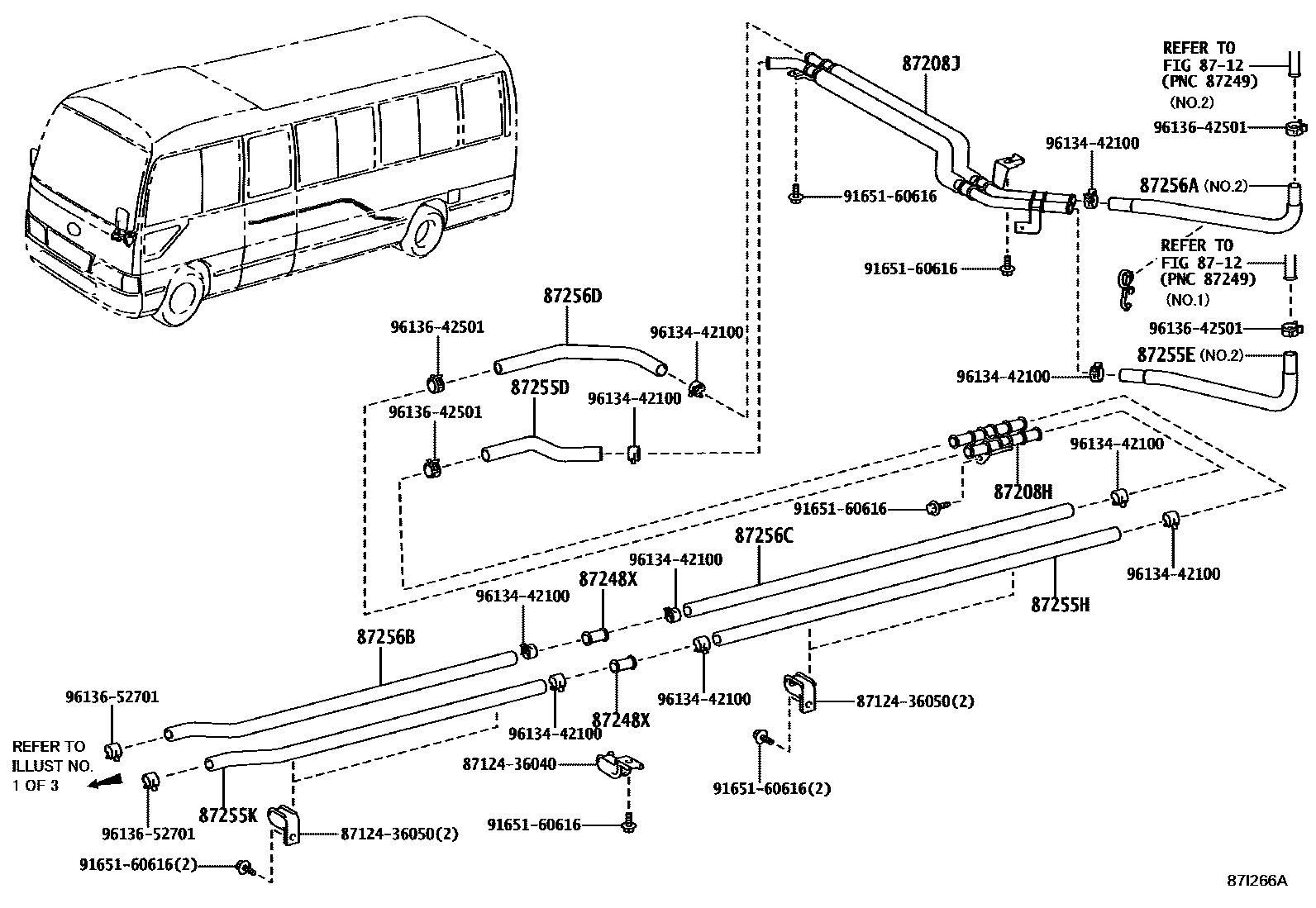 Heating & air conditioning - water piping for Toyota Coaster XZB50 ...