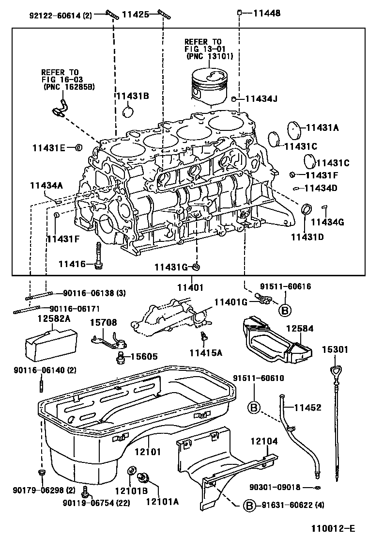 Cylinder block for Toyota Hilux Surf KZN185W-GAPXT, 11.1995 - 07.1998 ...