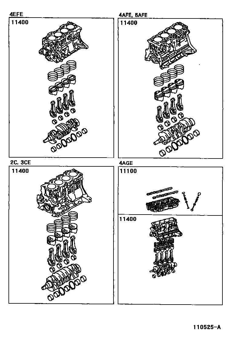 Short block assembly for Toyota Corolla AE111 - Genuine parts - Amayama