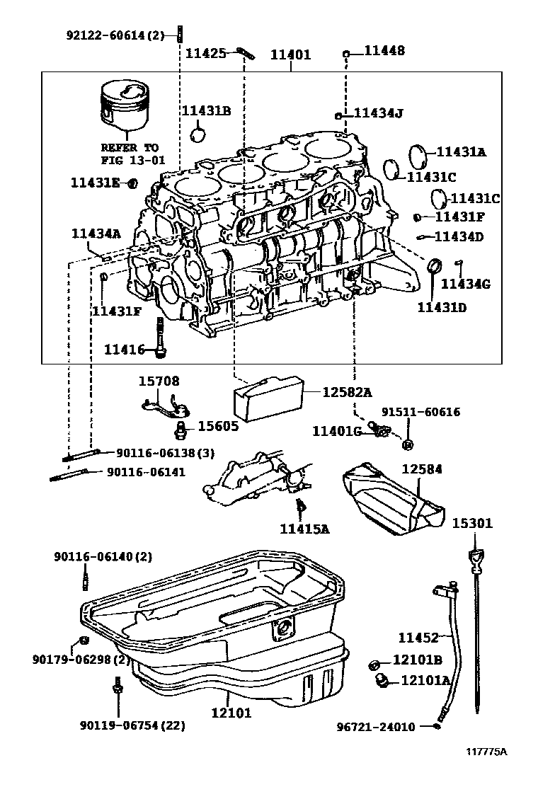 Cylinder block for Toyota Land Cruiser Prado KZJ78W - Genuine parts ...