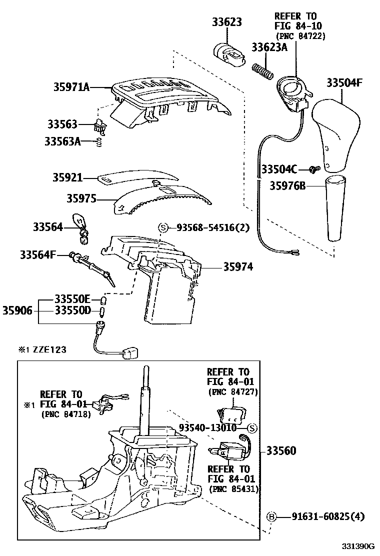 Shift lever & retainer for Toyota Corolla Fielder NZE121G-AWPNK, 08. ...