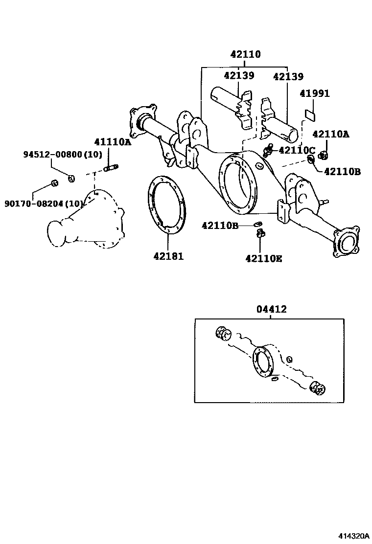 Rear axle housing & differential for Toyota Regius Ace RZH112V ...