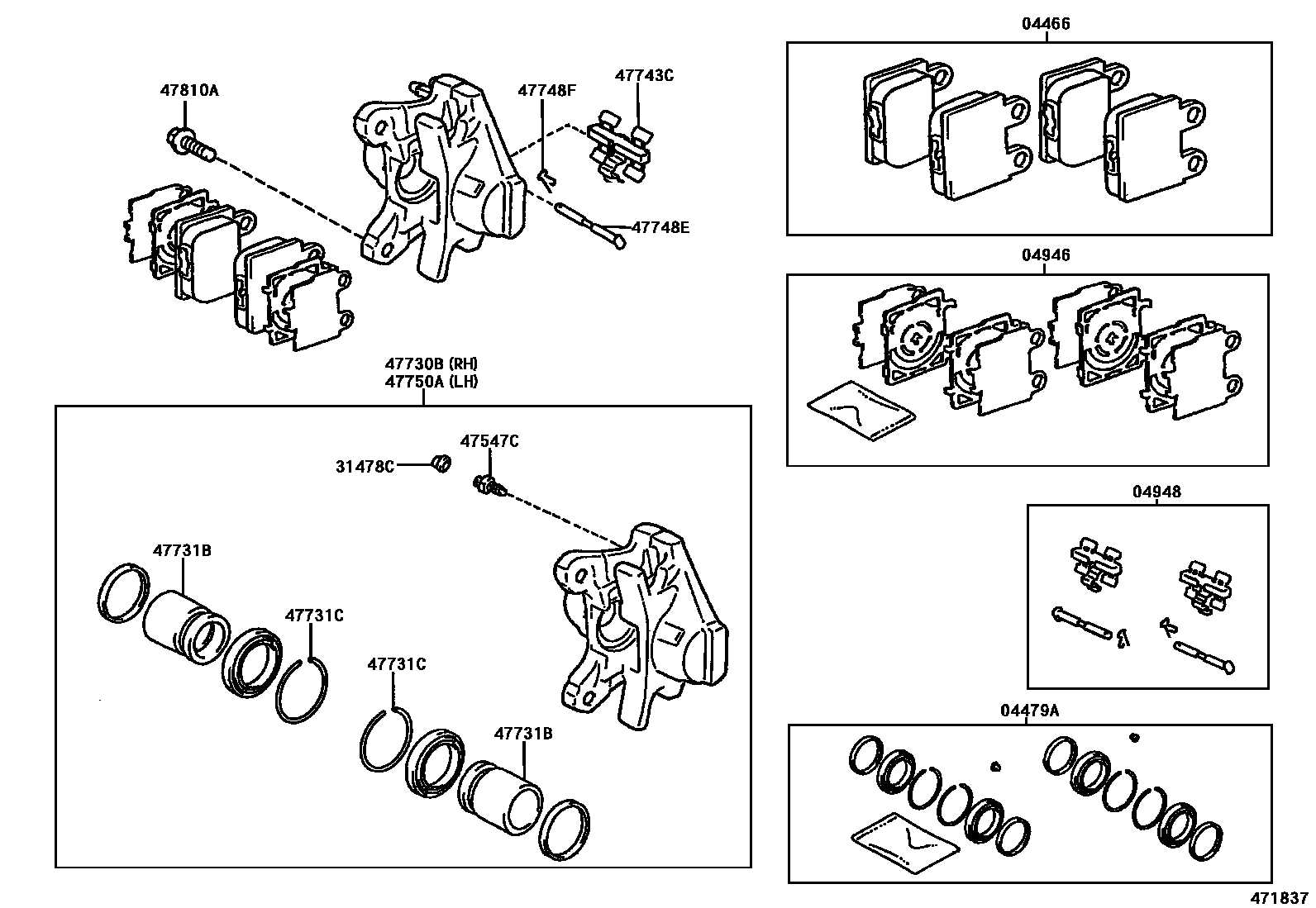 Rear disc brake caliper & dust cover for Toyota Crown / Majesta JZS171 ...