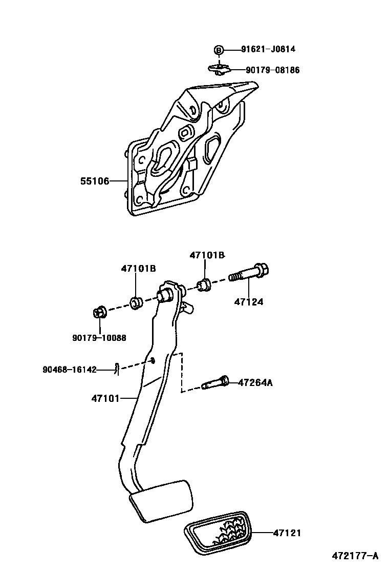 Brake pedal & bracket for Toyota Corolla Fielder CE121 - Auto parts ...