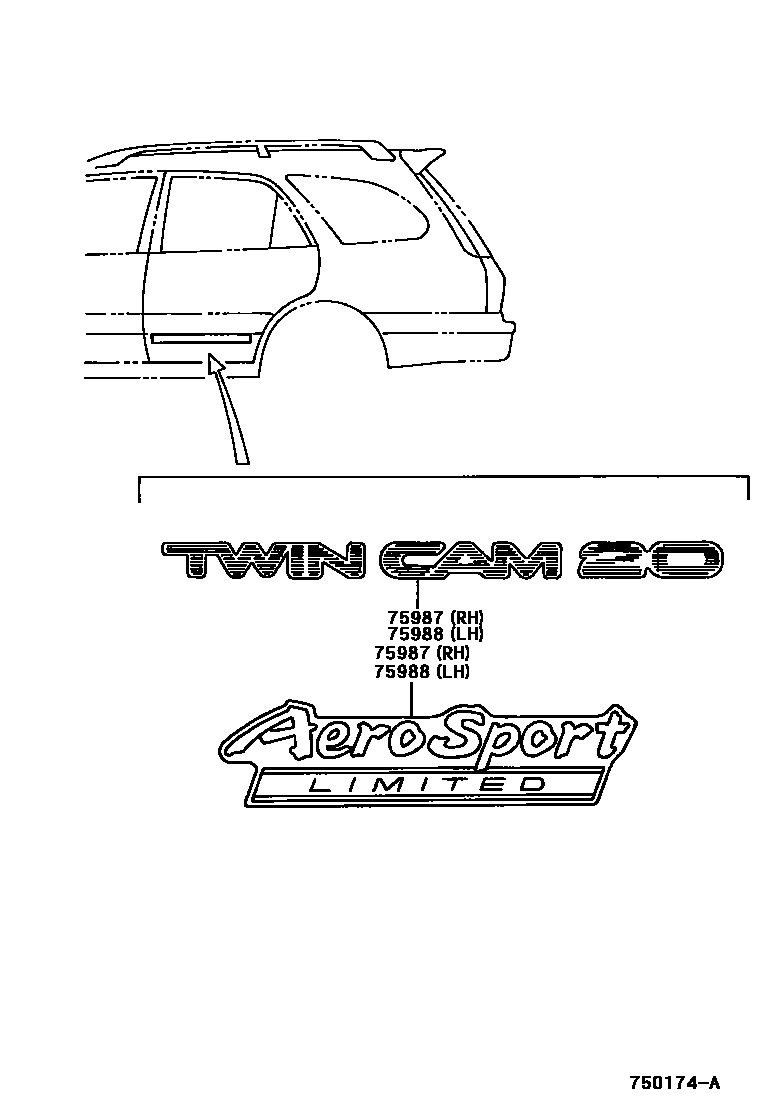 Body stripe for Toyota Sprinter Carib AE111G - Genuine parts - Amayama