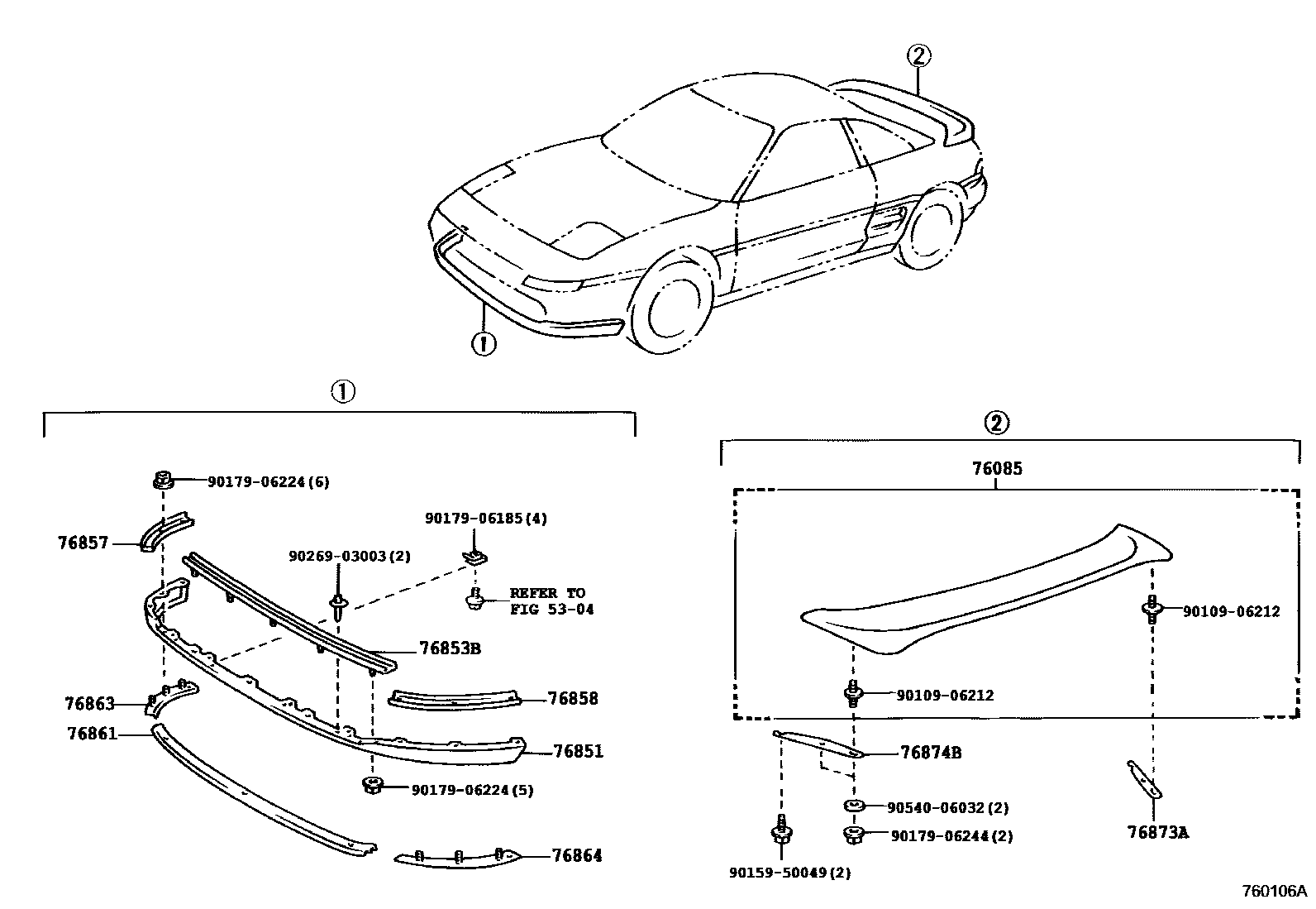 Mudguard & spoiler for Toyota MR2 SW20-AJMQF, 12.1989 - 08.1999 ...