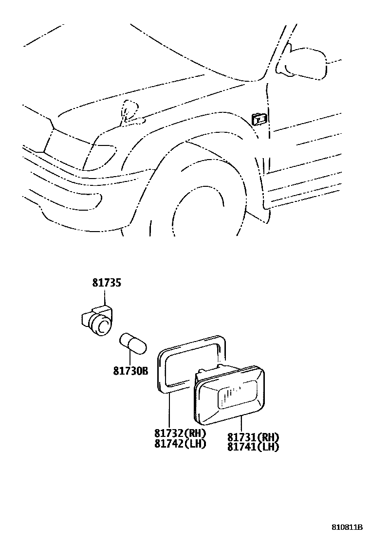 Side turn signal lamp & outer mirror lamp for Toyota Land Cruiser ...