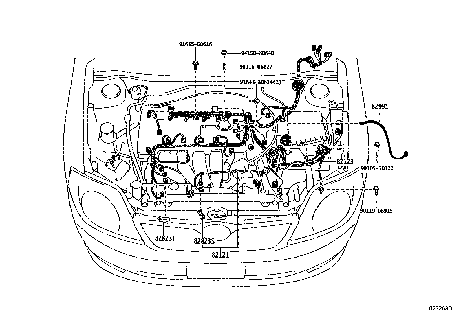 Wiring & clamp for Toyota Corolla Runx ZZE122 - Genuine parts - Amayama