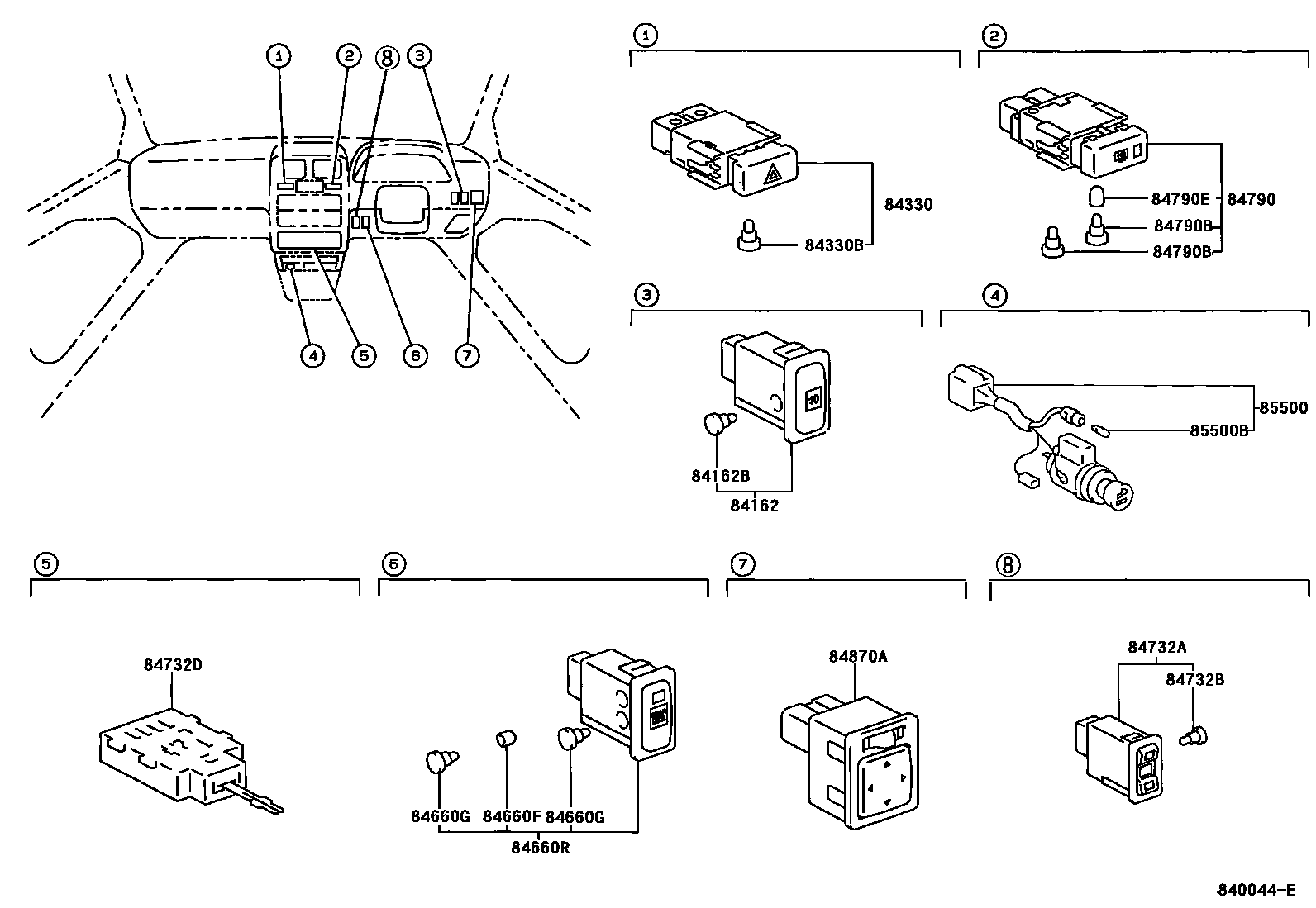 Switch & relay & computer for Toyota Ipsum SXM10G-ARSDK, 05.1996 - 05. ...