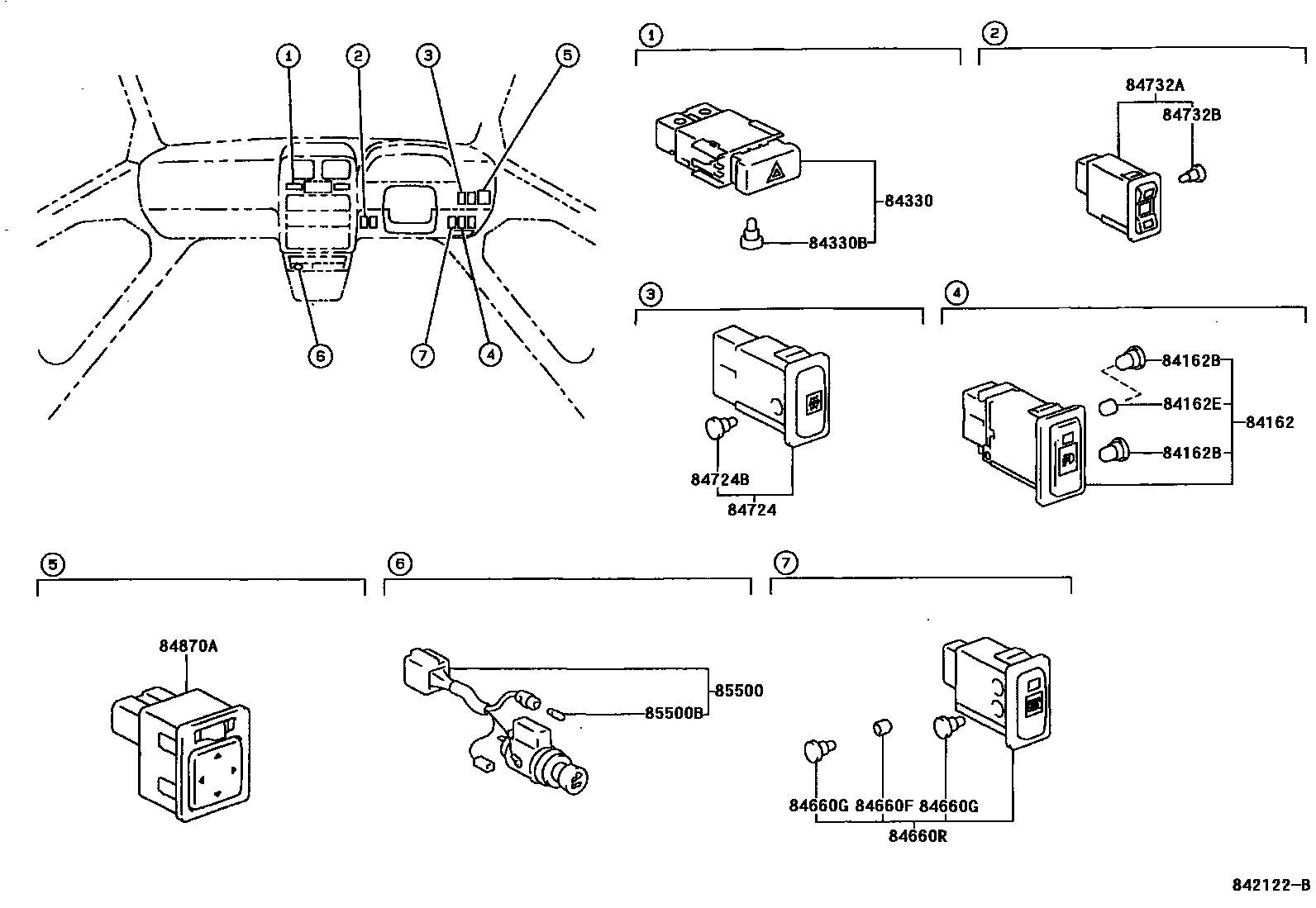 Switch & relay & computer for Toyota Ipsum SXM10G-ARSDK, 05.1996 - 05. ...