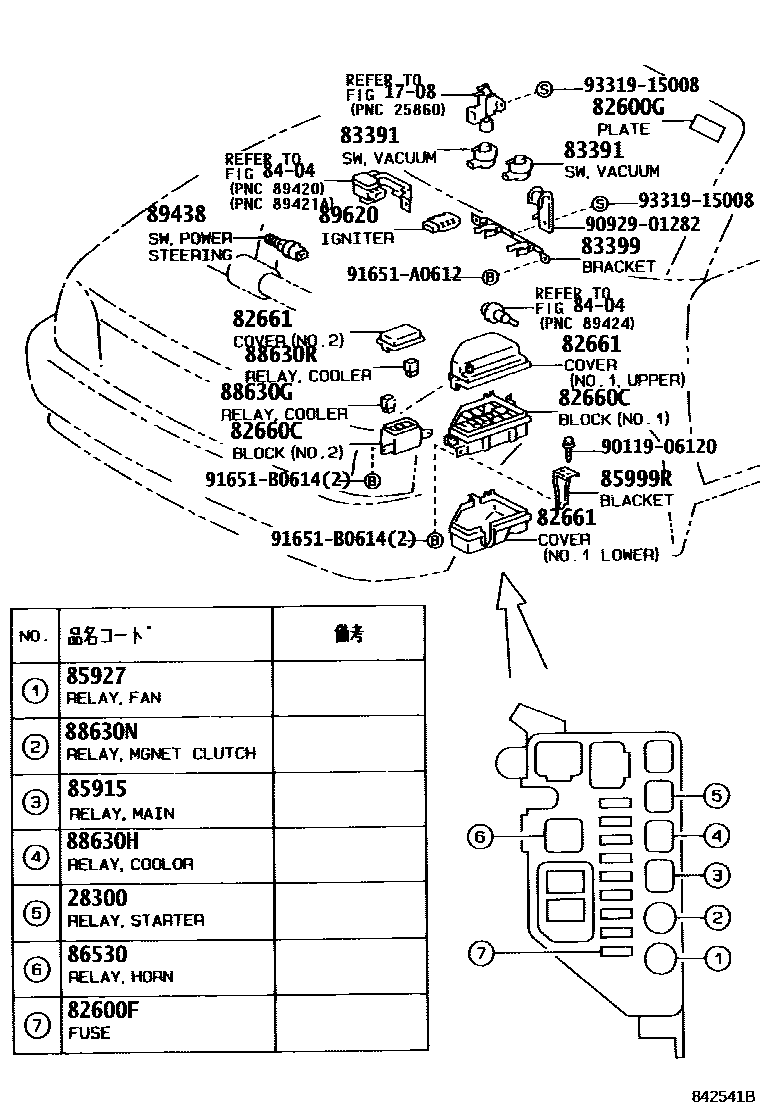 Switch & relay & computer for Toyota Starlet EP82-AHHNK, 01.1992 - 01. ...