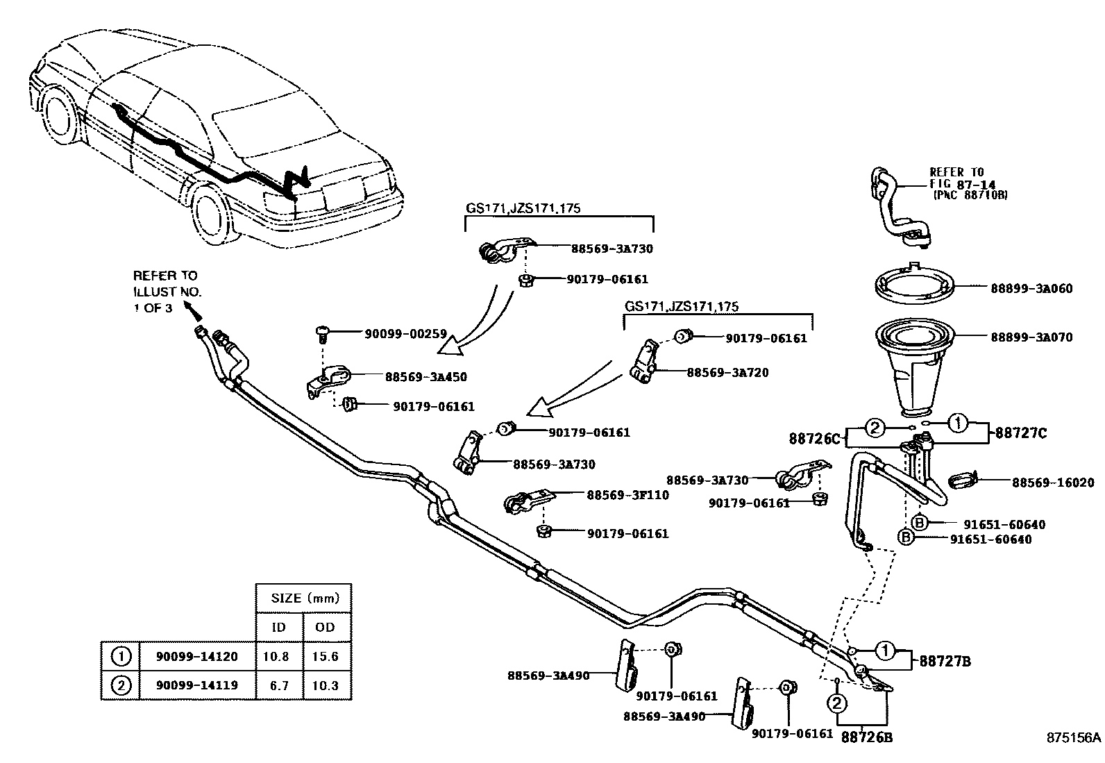 Heating & air conditioning - cooler piping for Toyota Crown / Majesta ...