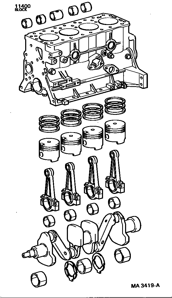Short block assembly for Toyota Stout RK110-JRH, 03.1979 - 01.1982 ...