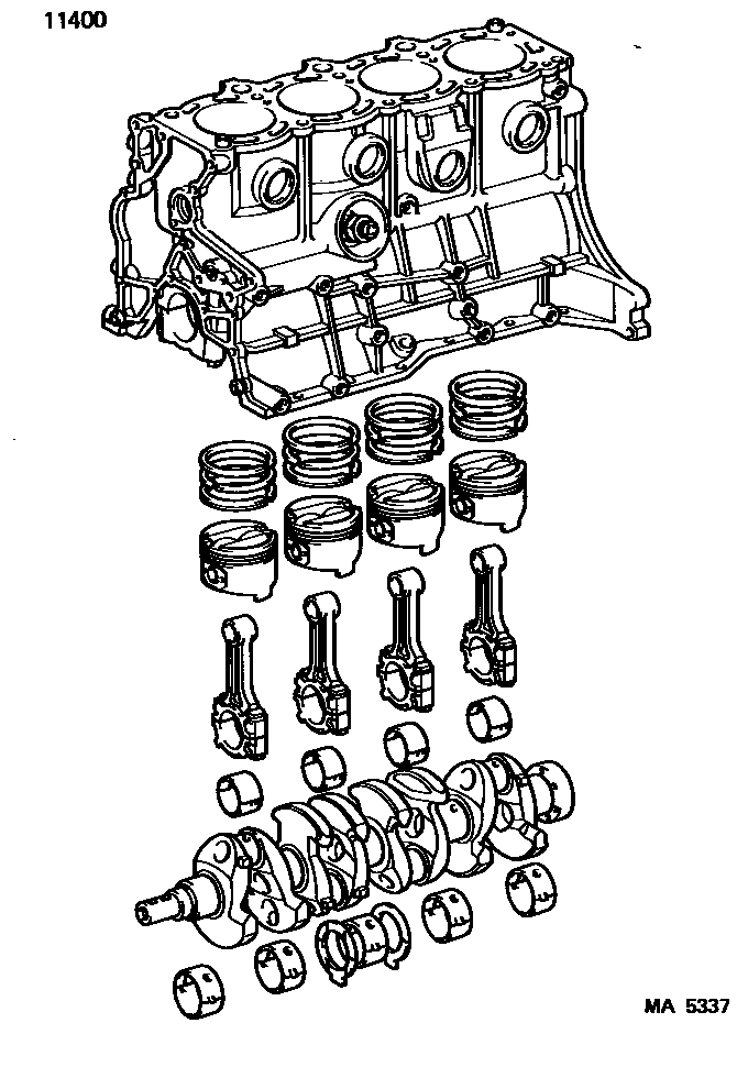 Short block assembly for Toyota Carina ED ST200 - Genuine parts - Amayama