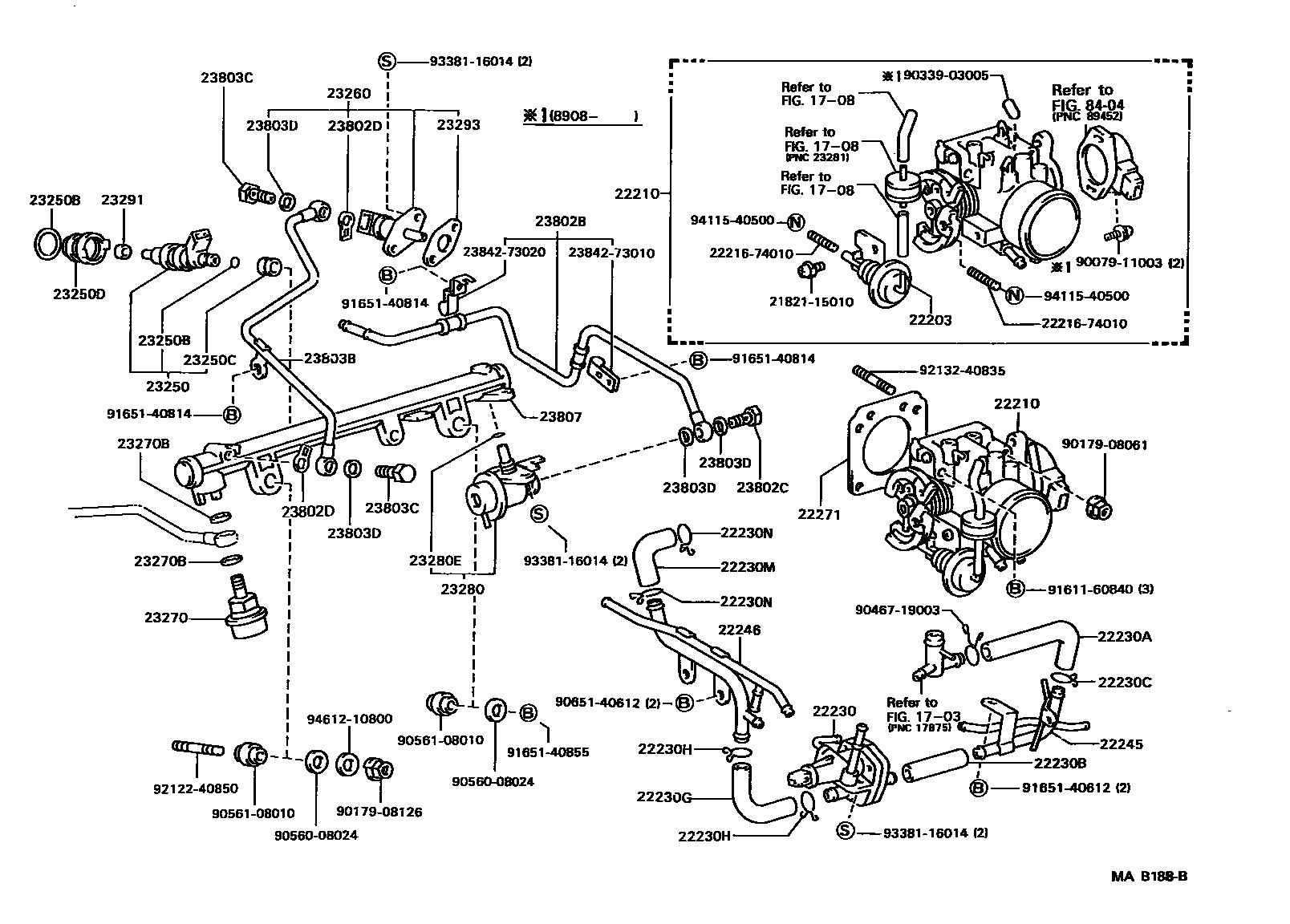 Fuel injection system for Toyota Masterace YR36G-MBZE, 08.1988 - 01. ...
