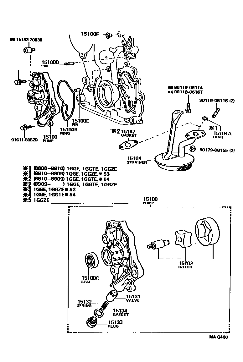 Engine oil pump for Toyota Mark II GX81-ATPZR, 08.1988 - 08.1990 ...